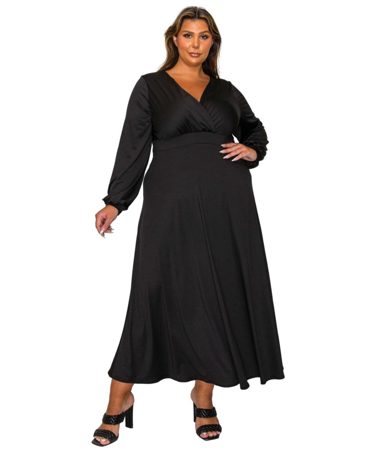 Click here for L I V D Plus Size Sophia Surplice Dress - Black prices