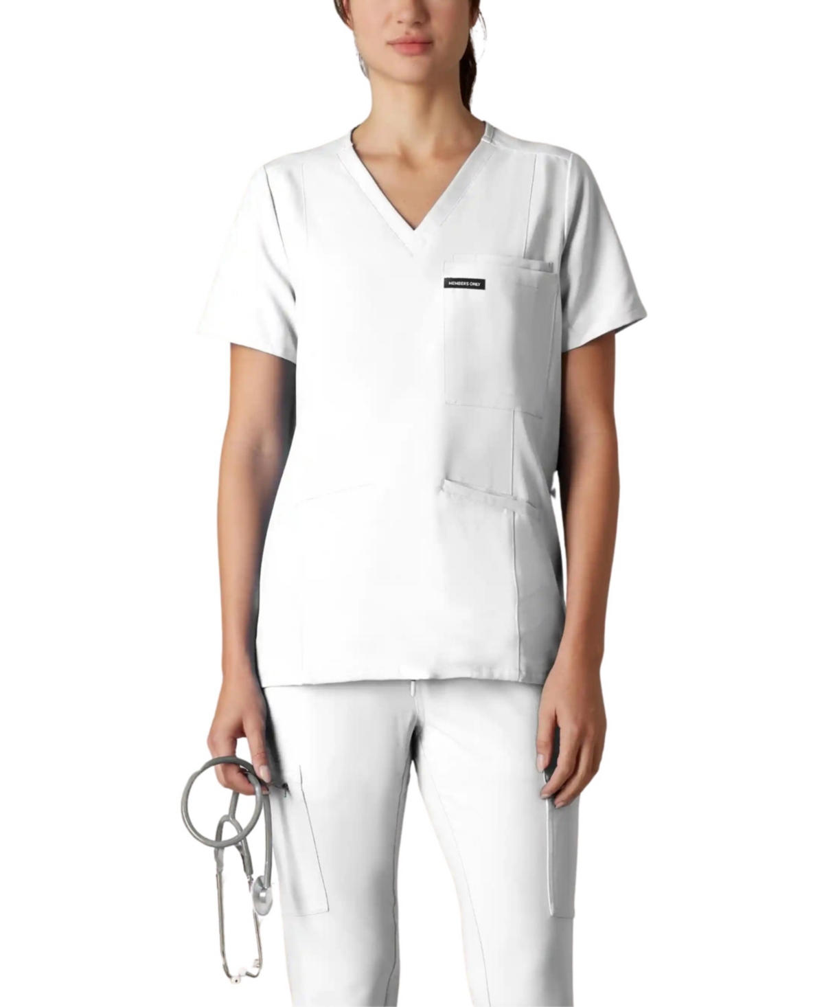 Click here for Members Only Womens Siena Scrub Top - White prices