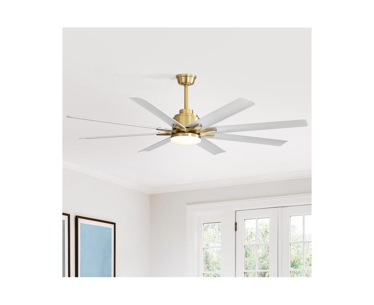 Click here for 66-inch Modern Golden 8-blade Ceiling Fan with Int... prices