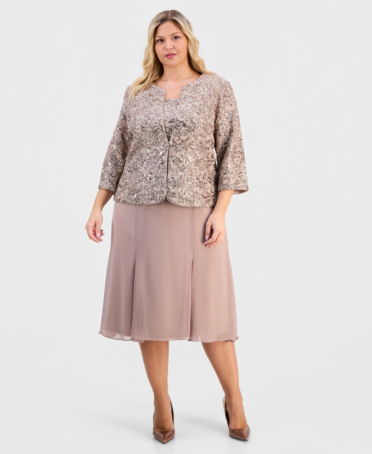 Click here for Alex Evenings Plus Size Jacket Dress - Buff prices