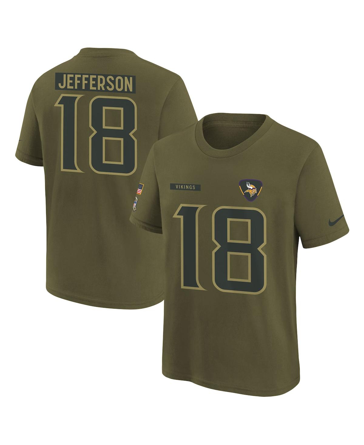 Click here for Nike Big Boys and Girls Justin Jefferson Olive Min... prices