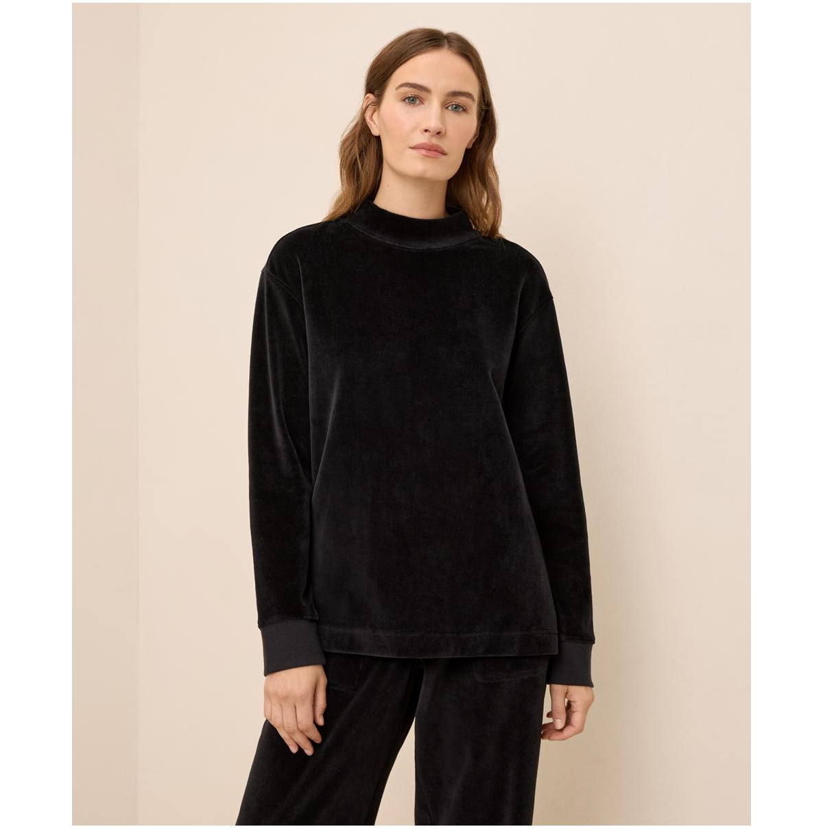 Click here for Pact Womens Organic Cotton Velour Mock Neck Pullov... prices