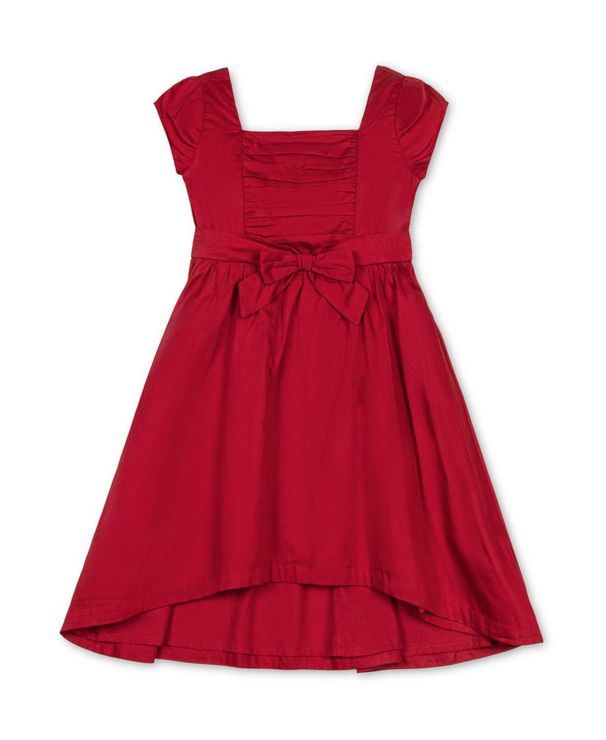 Hope & Henry Toddler Girls Organic Cap Sleeve High Low Sateen Party Dress - Red sateen