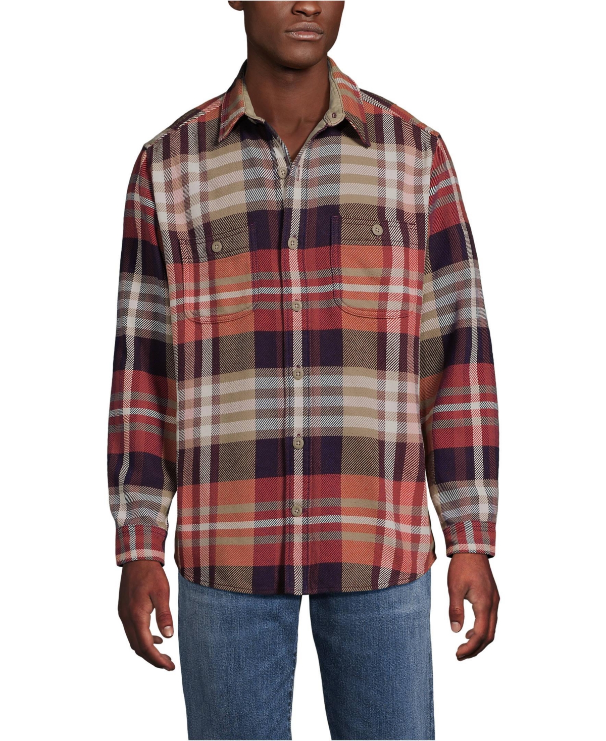 Click here for Lands End Mens Long Sleeve Authentic Flannel Shirt... prices