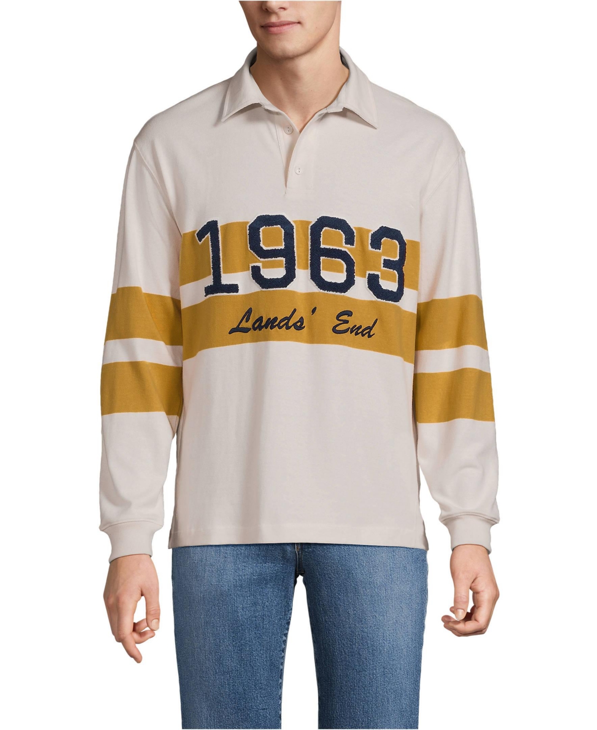 Click here for Lands End Mens Long Sleeve Rugged Rugby Embroidere... prices