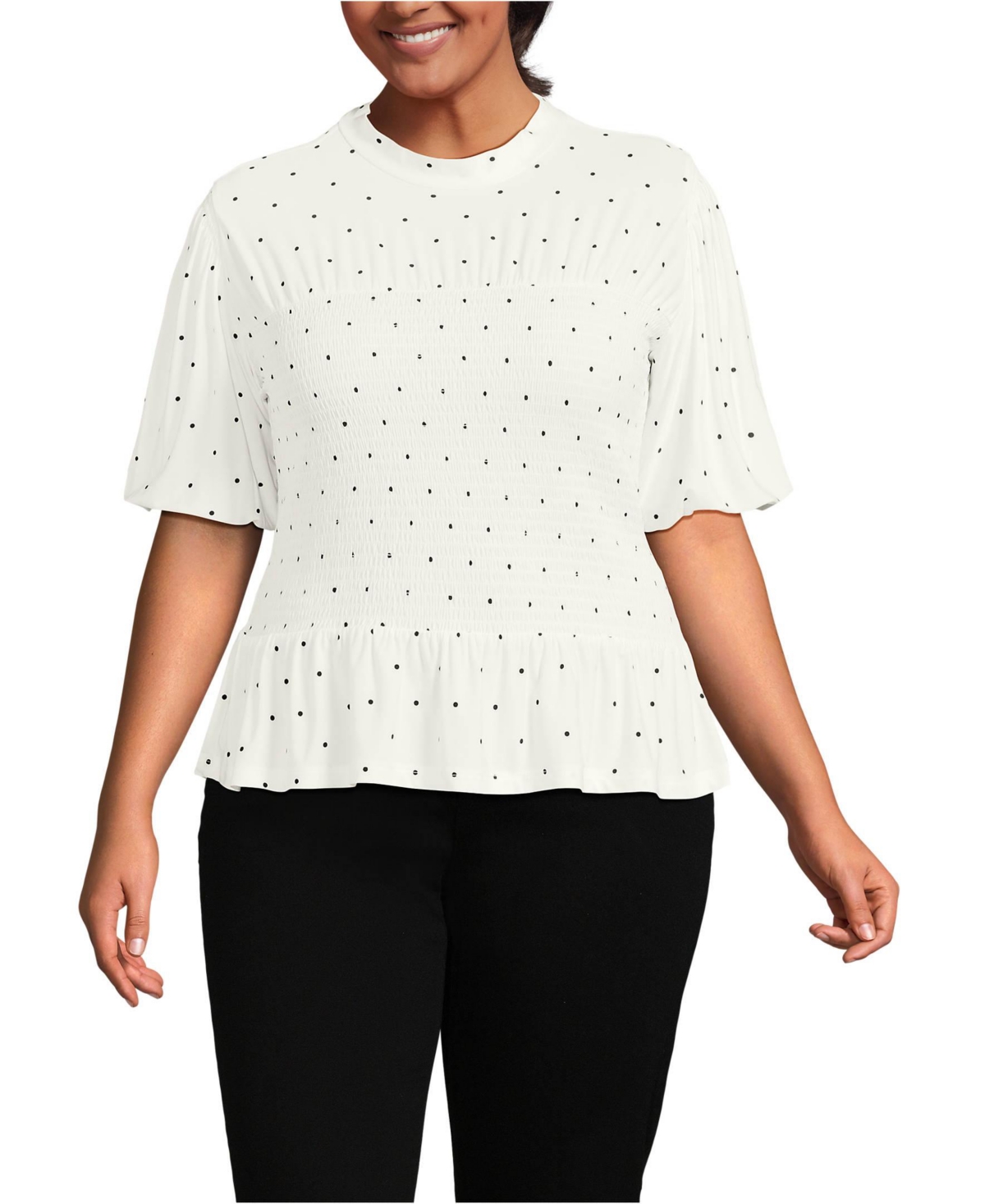 Click here for Lands End Plus Size Bubble Sleeve Silky Knit Smock... prices