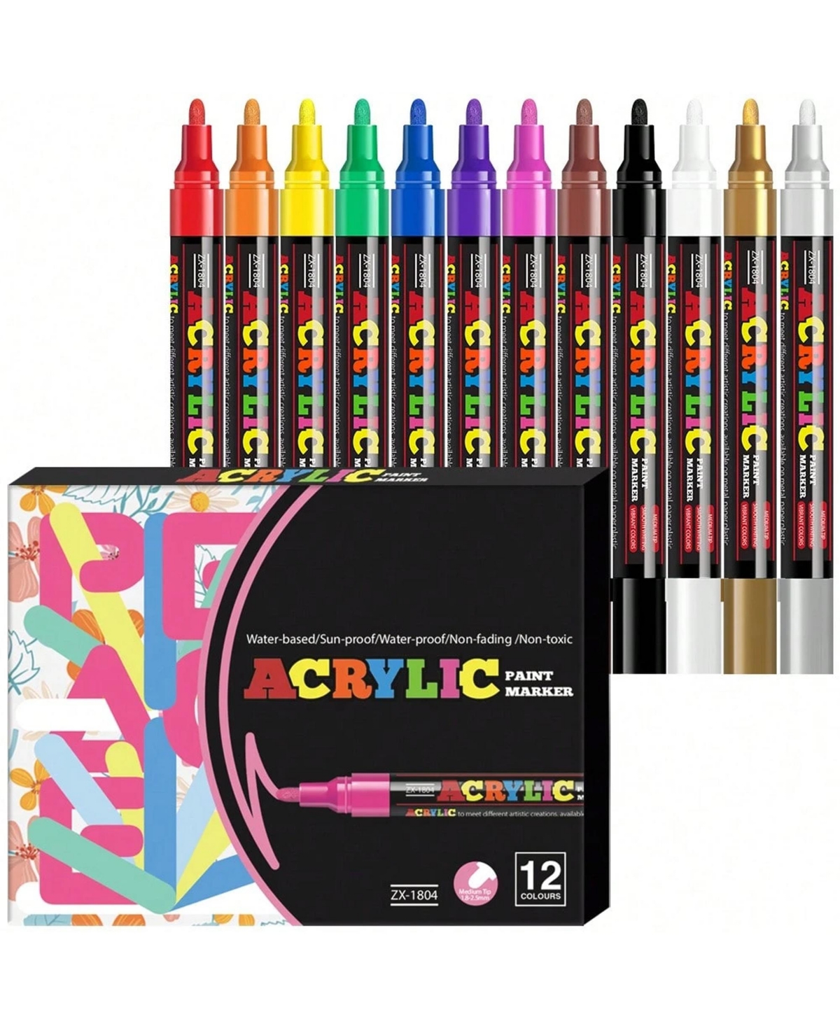 Click here for Htutwoo 12 Colors Acrylic Markers  Perfect for Art... prices
