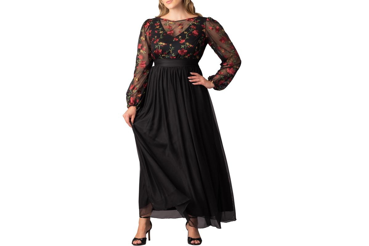 Click here for Kiyonna Plus Size Eternal Embroidered Bodice Eveni... prices