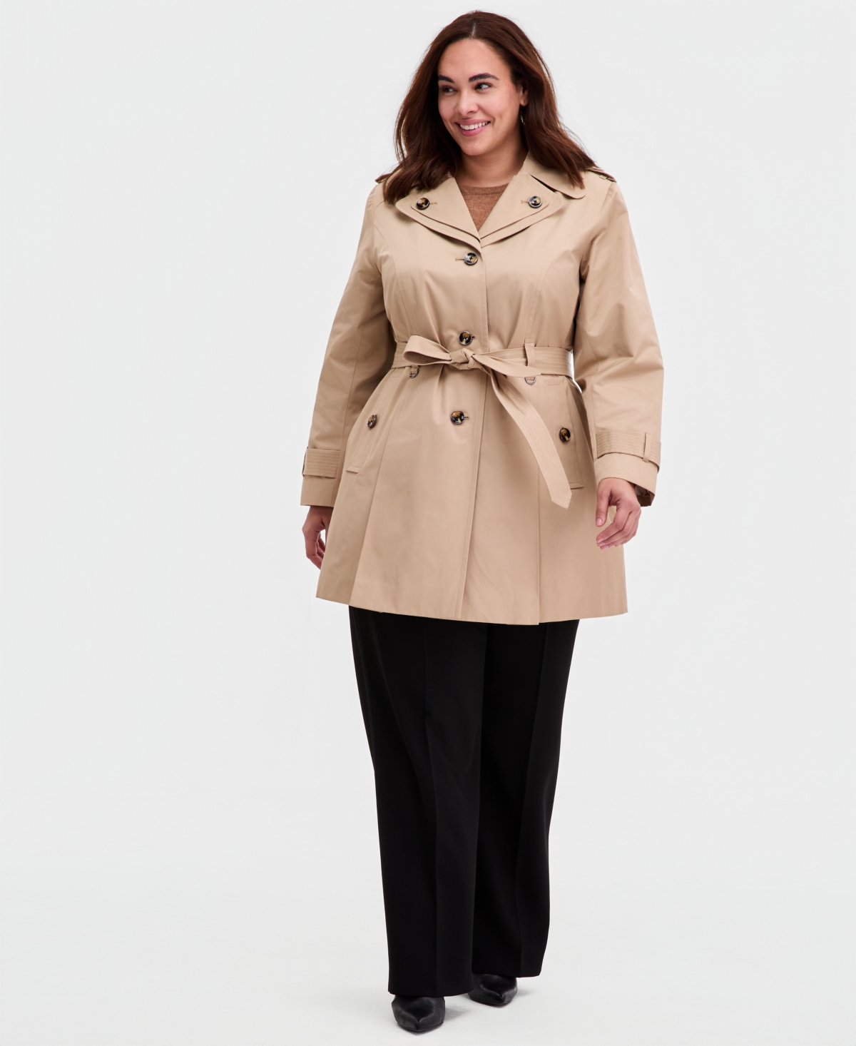 Click here for London Fog Plus Size Single-Breasted Hooded Belted... prices