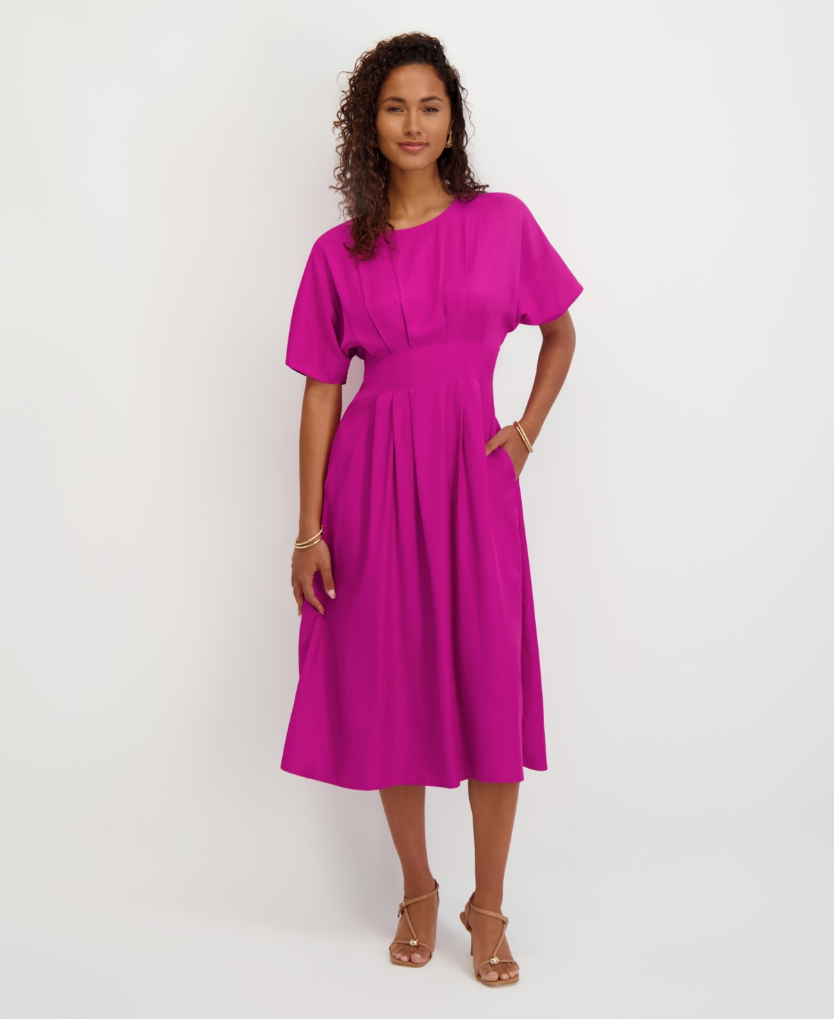 Click here for kensie Womens Dolman-Sleeve Cinched-Waist Midi Dre... prices