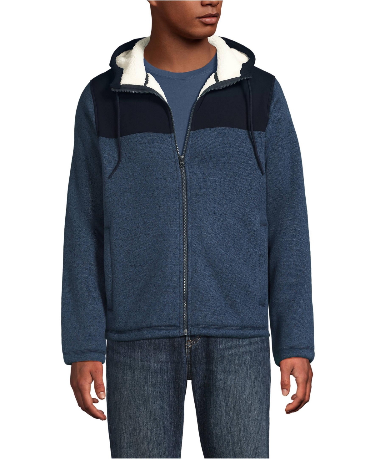 Click here for Lands End Mens Sweater Fleece Mixed Media Full Zip... prices