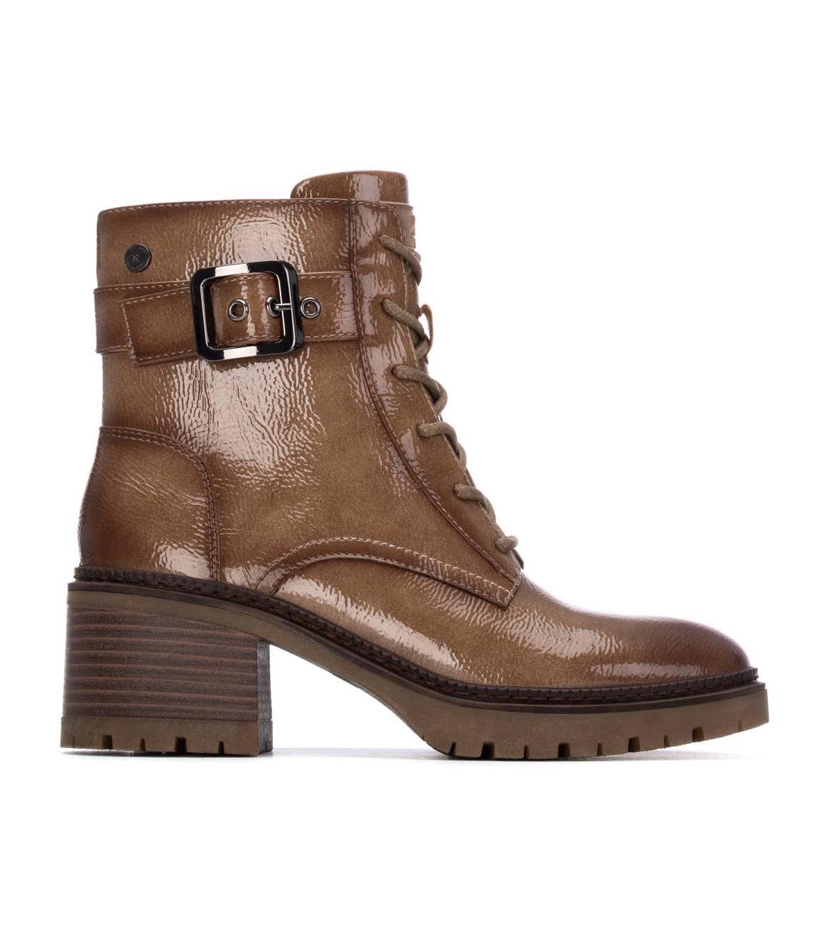 Click here for Xti Womens Patent Leather Heeled Combat Booties -... prices