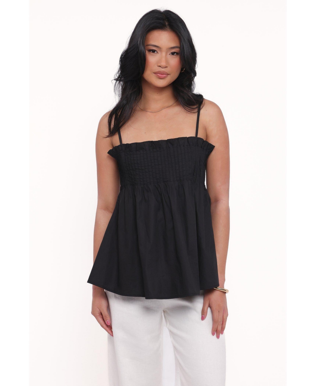 Click here for Petal and Pup Womens Carson Pleated Top - Black prices