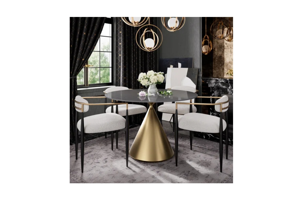 Click here for Morden Fort 47" Round Faux Marble Dining Set... prices