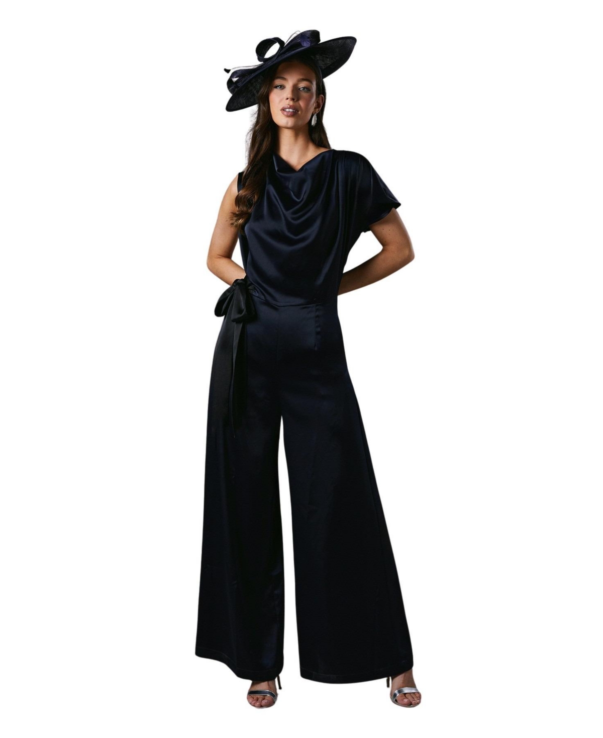 Click here for Coast Womens Tie Side Satin Drape Wide Leg Jumpsui... prices