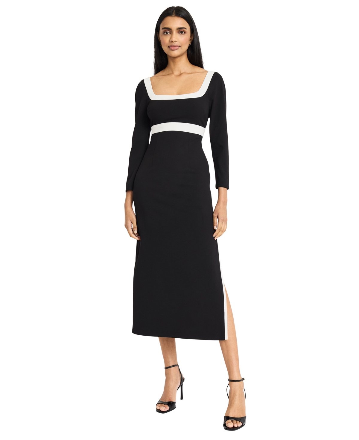 Click here for Donna Morgan Womens Square Neck Long-Sleeve Midi D... prices