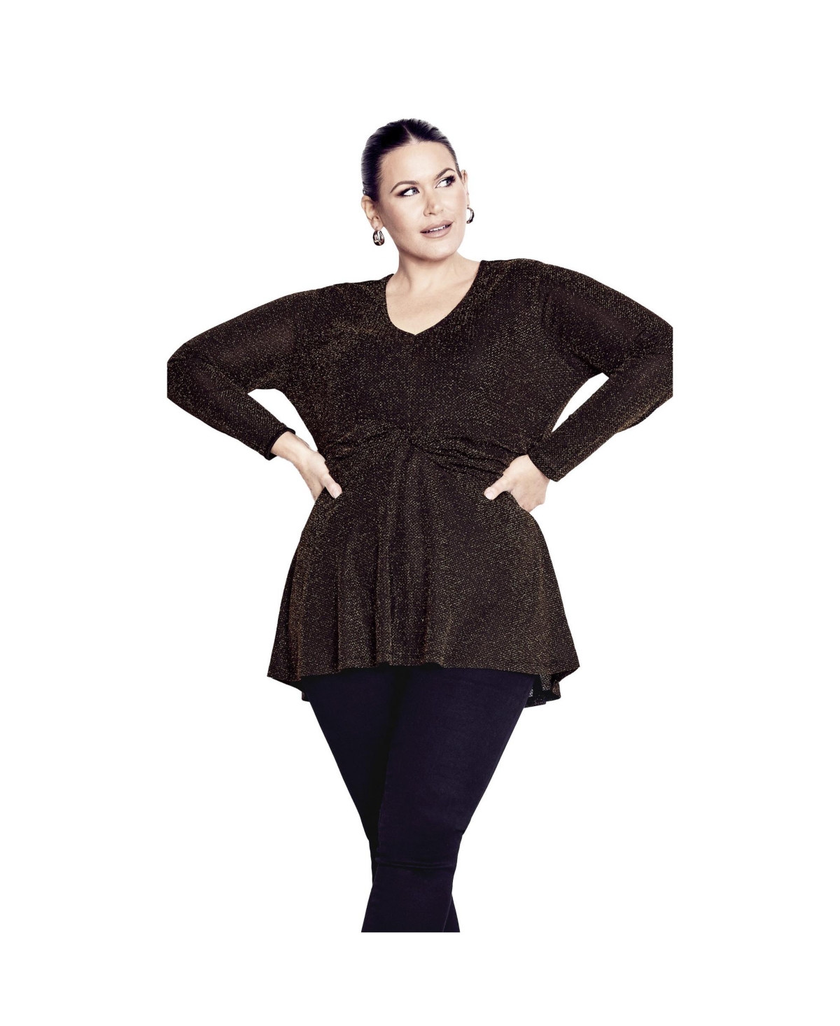 Click here for Avenue Womens Glitteratzi Top - Bronze prices