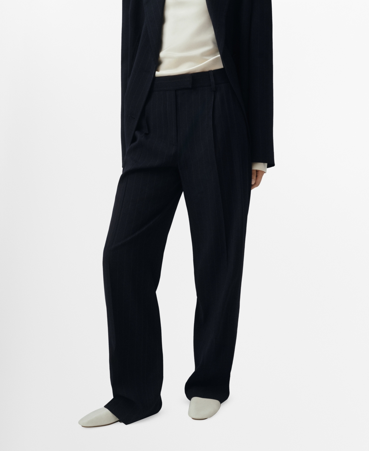 Click here for Mango Womens Pinstripe Suit Pants - Navy prices