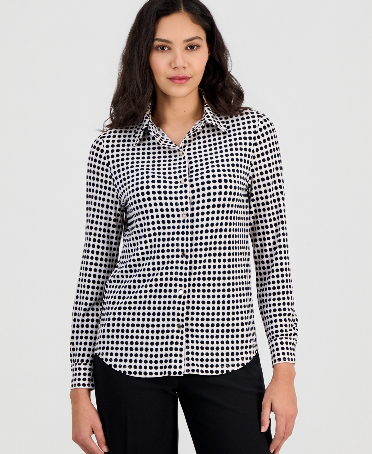 Click here for Anne Klein Womens Printed Button-Front Shirt - Ann... prices