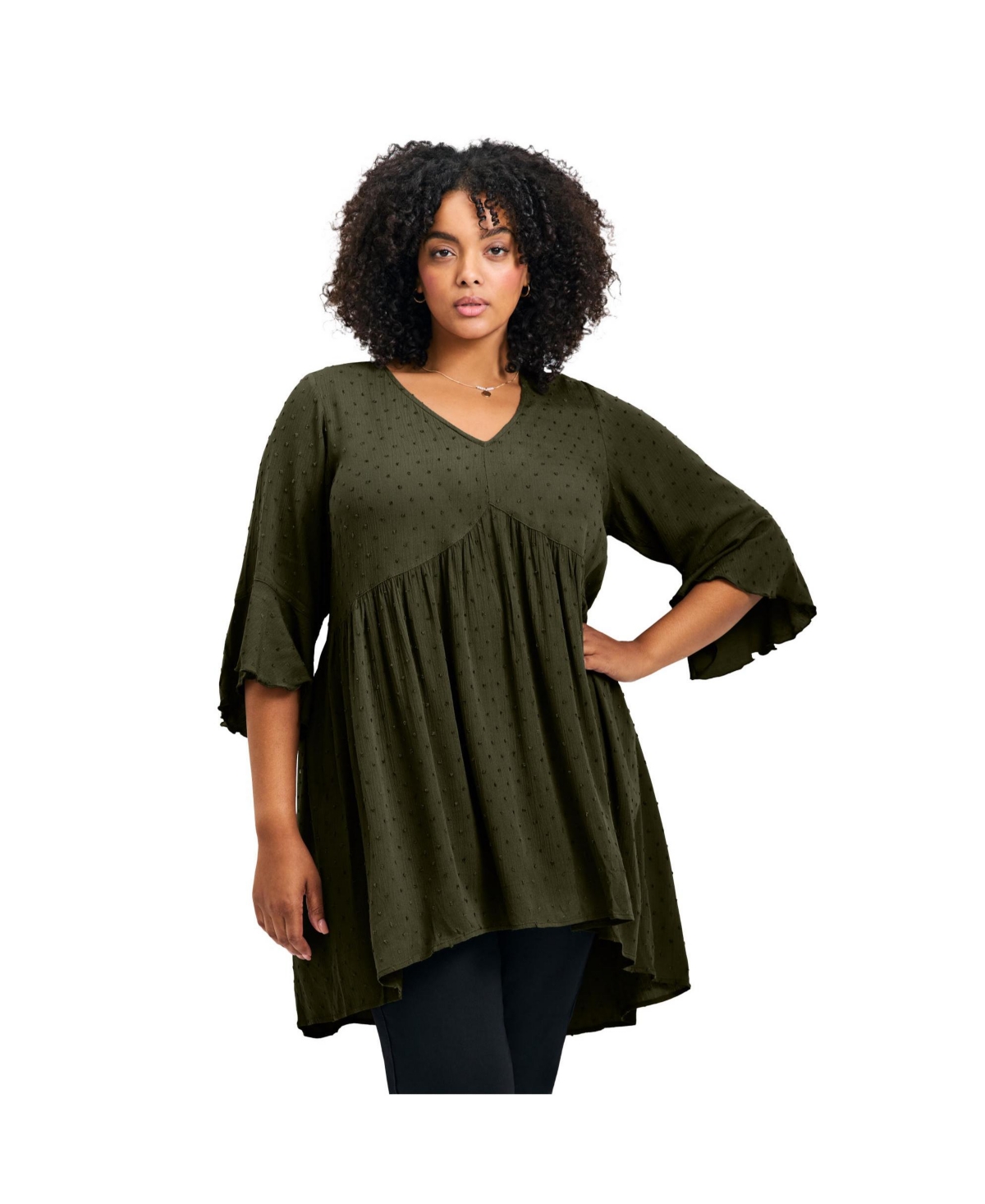 Click here for Avenue Womens Veronica Dobby Tunic - Olive prices