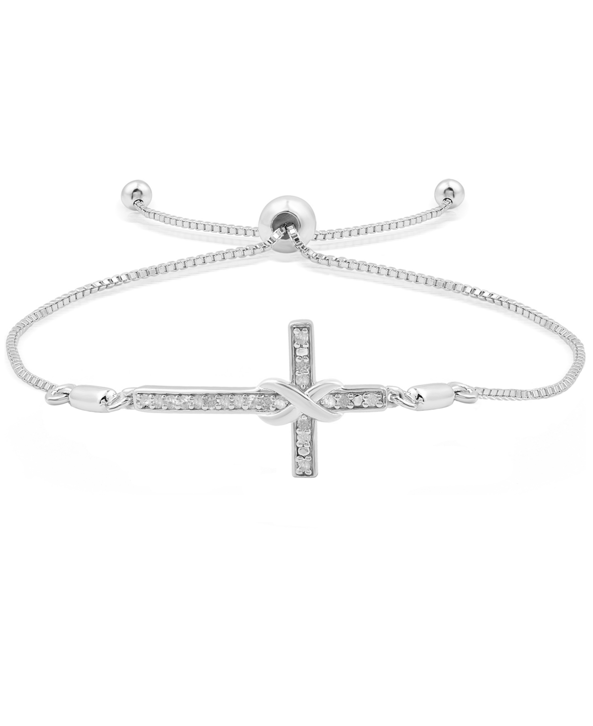 Click here for Macys Diamond Cross Bracelet (1/6 ct. t.w.) in Ste... prices