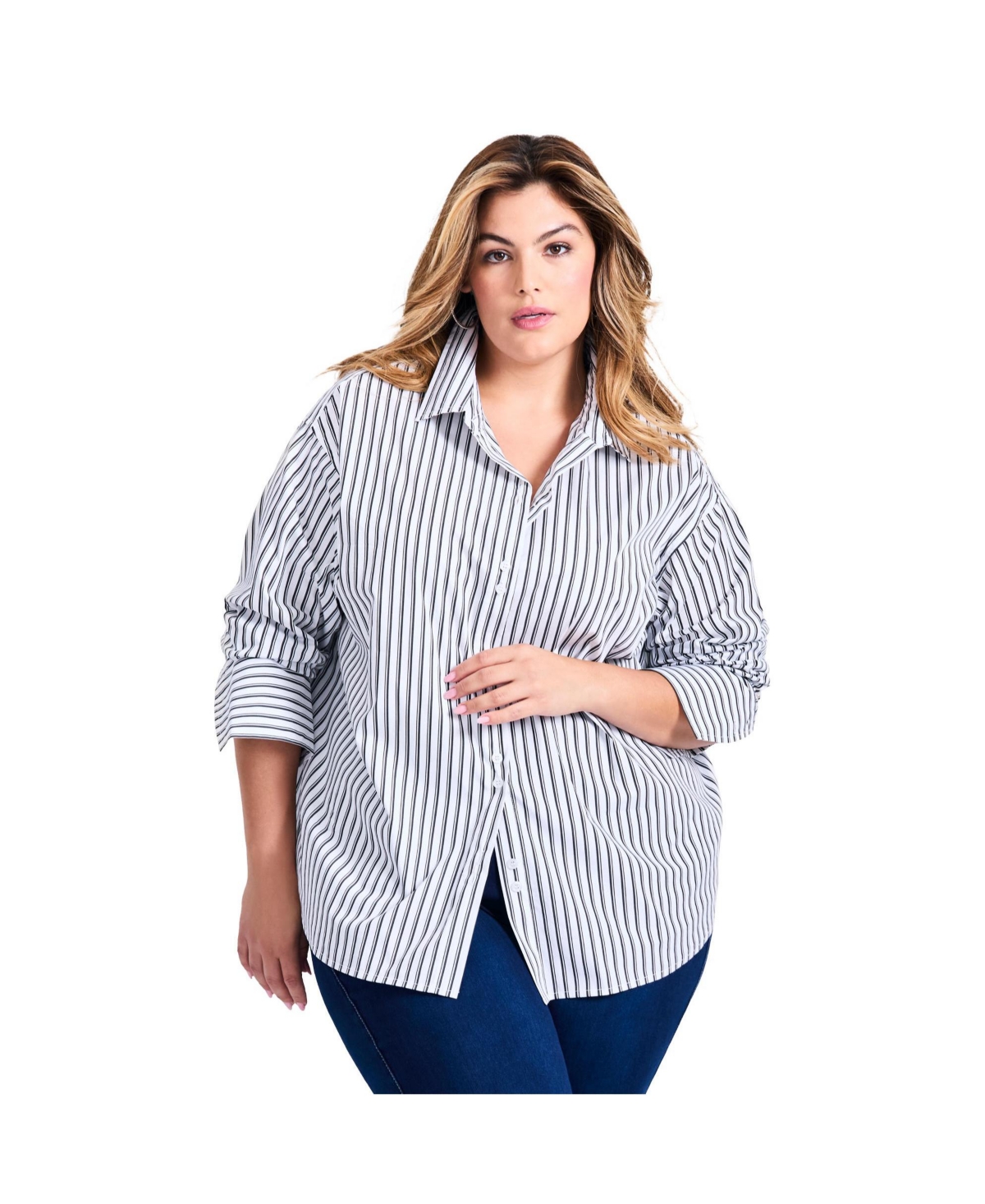 Click here for Avenue Womens Breanna Classic Poplin Shirt - White prices