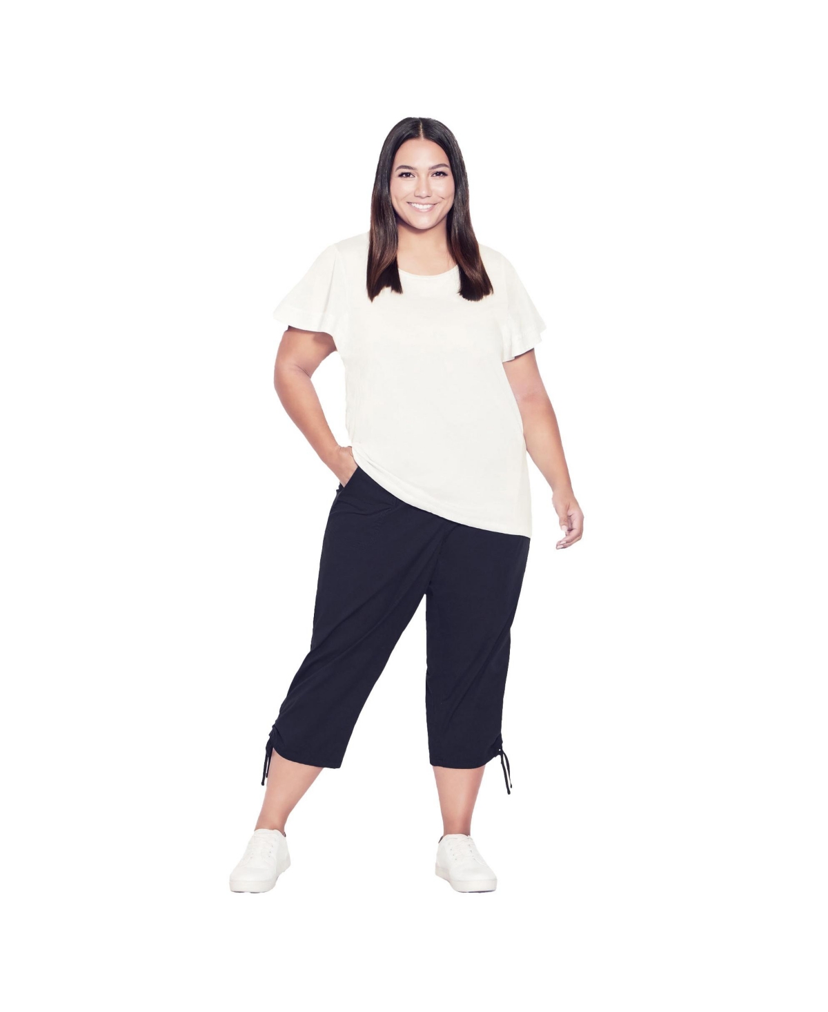 Click here for Avenue Womens Plus Size Cotton Cinch Capri - Black prices