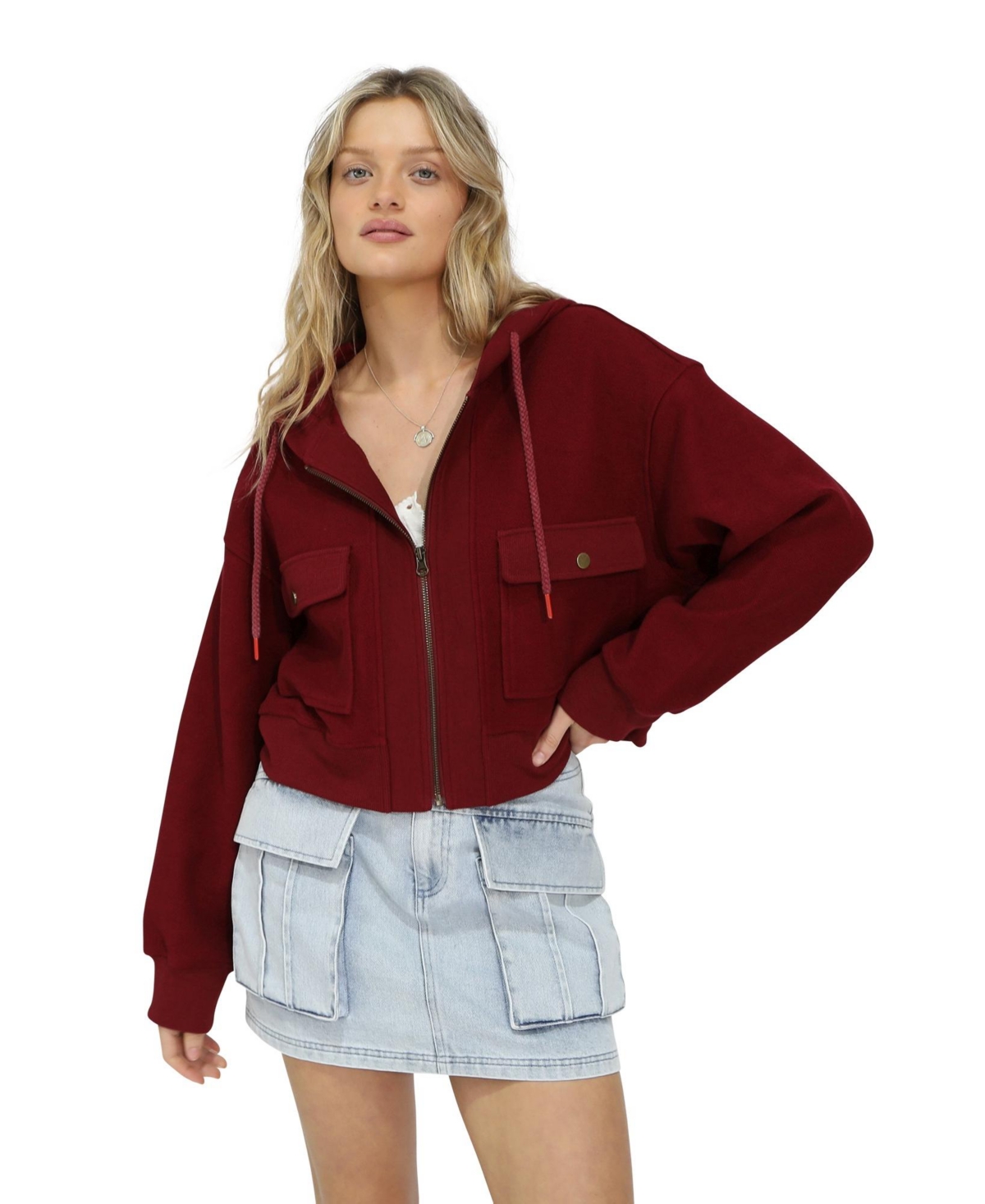 Click here for Belle & Bloom Fireside Hooded Utility Jacket - Bur... prices