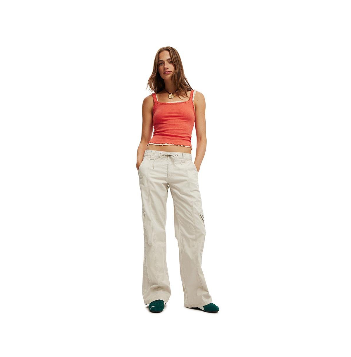 Click here for Cotton On Womens Low Rise Cargo Pant - Taupe prices