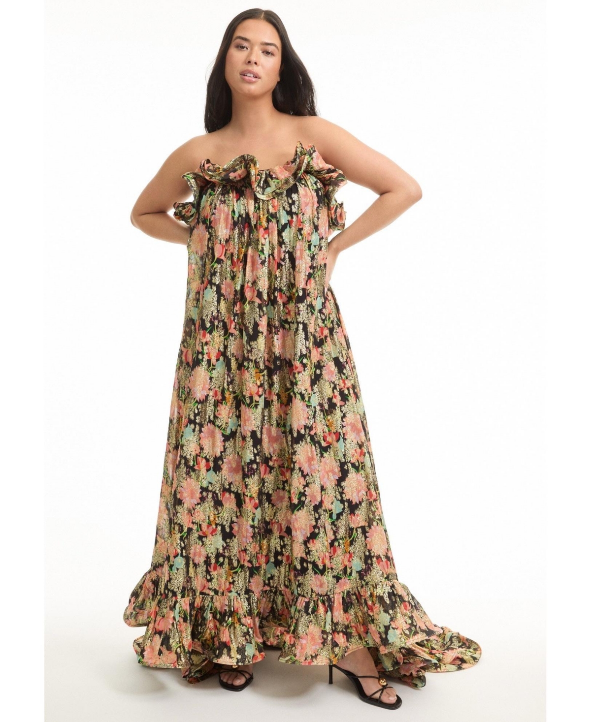 Click here for June + Vie Womens June + Vie Ruffled Metallic Maxi... prices
