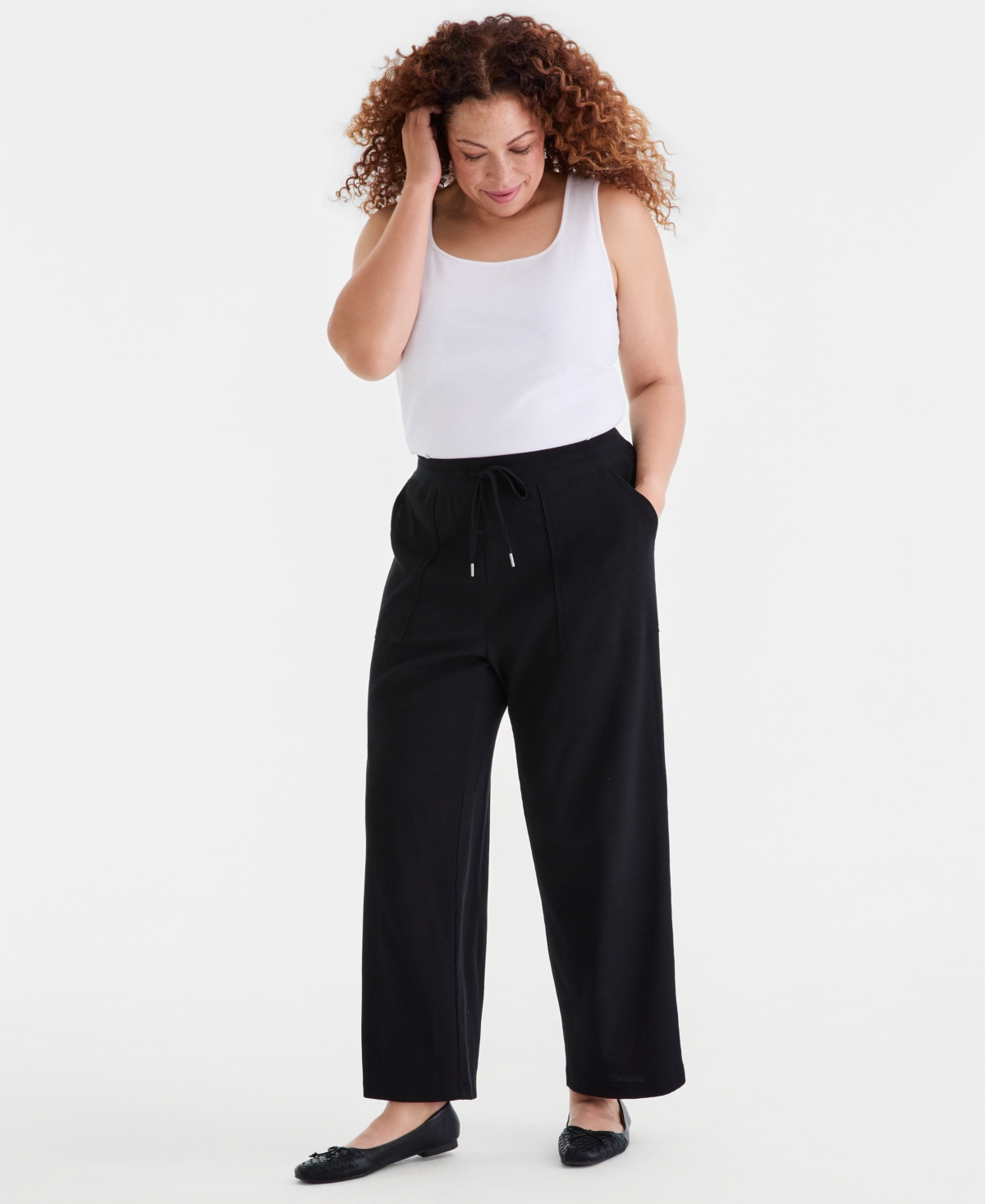 Click here for Style & Co Plus Size Waffle-Knit Drawstring Pants... prices