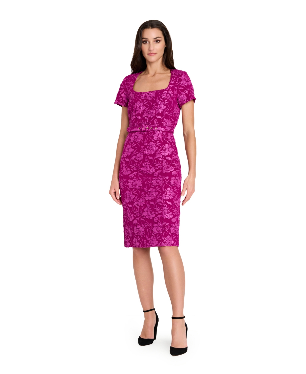 Click here for Tahari Asl Petite Puff Jacquard Cap Sleeve Dress -... prices