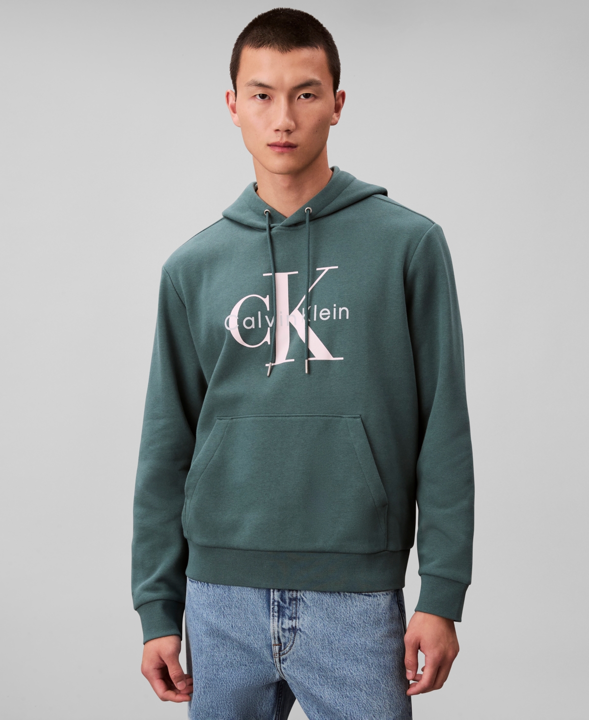 Click here for Calvin Klein Mens Monogram Logo Fleece Hoodie - Vi... prices