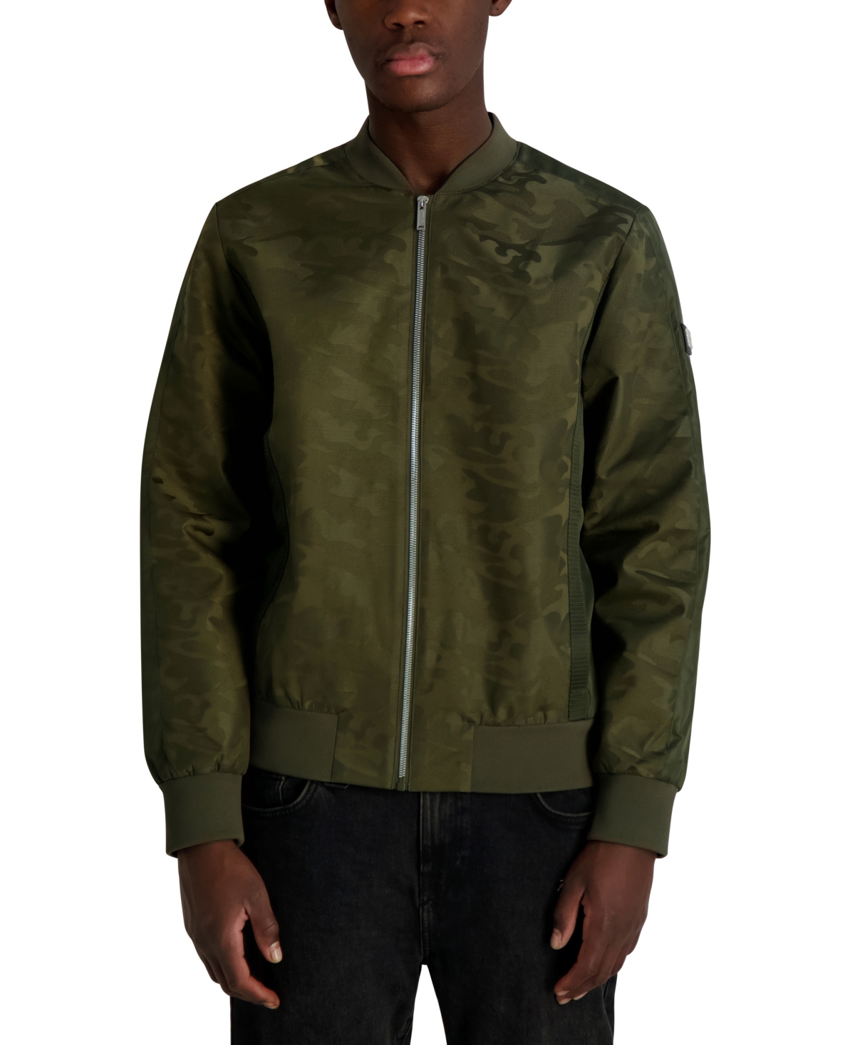 Click here for Karl Lagerfeld Paris Mens Camo Bomber Jacket - Oli... prices