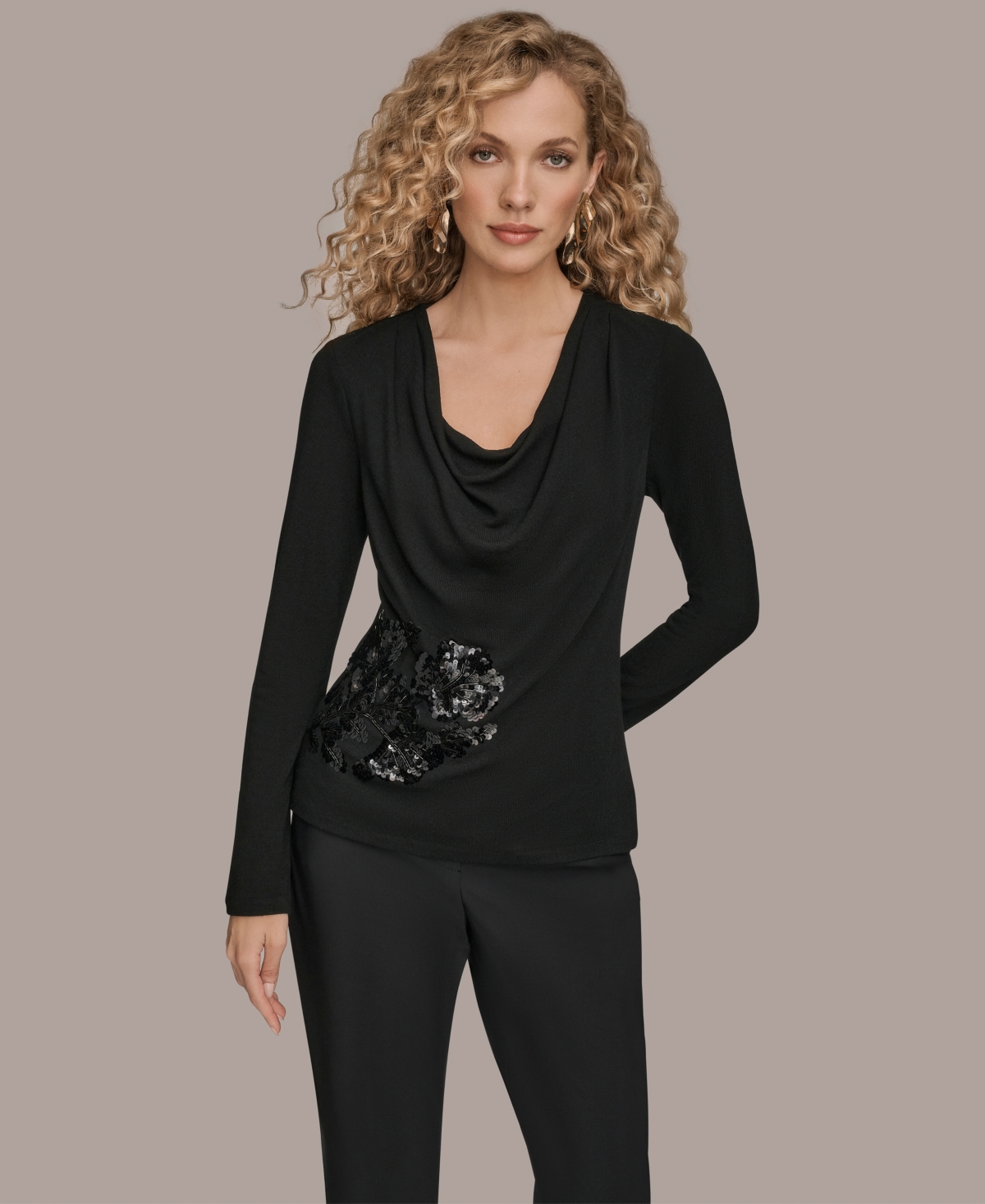 Click here for Donna Karan New York Womens Floral Detail Long Sle... prices
