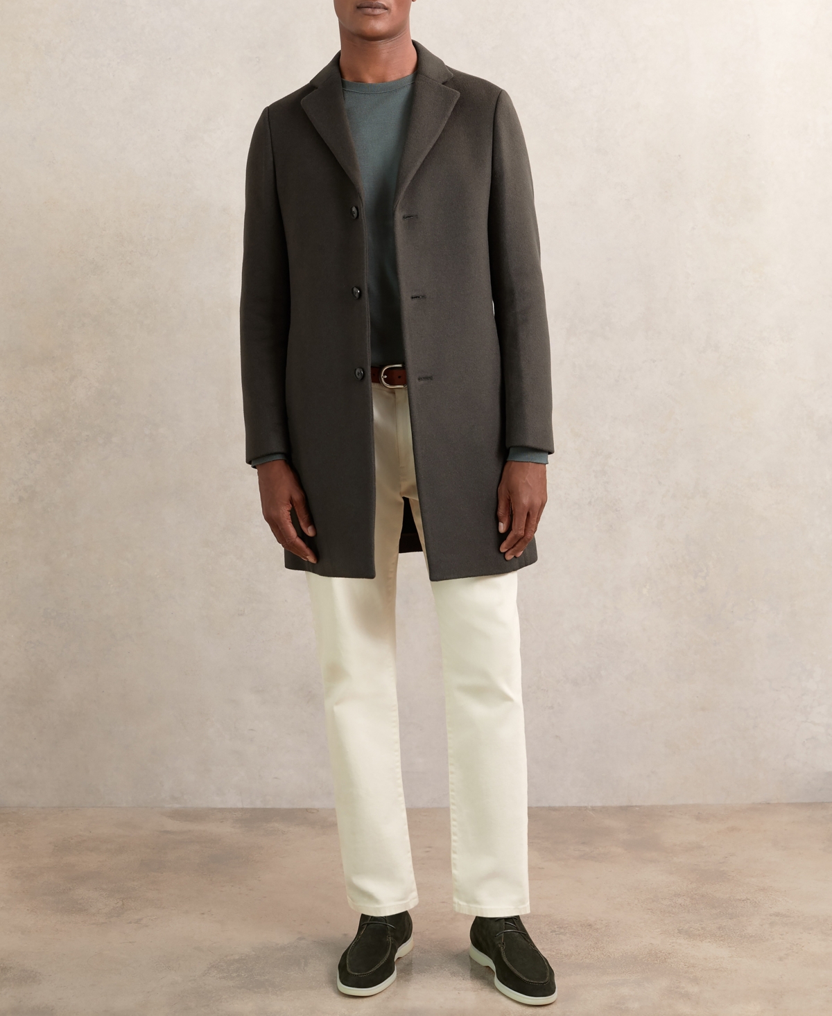 Click here for Reiss Mens Wool-Blend Single-Breasted Overcoat - D... prices