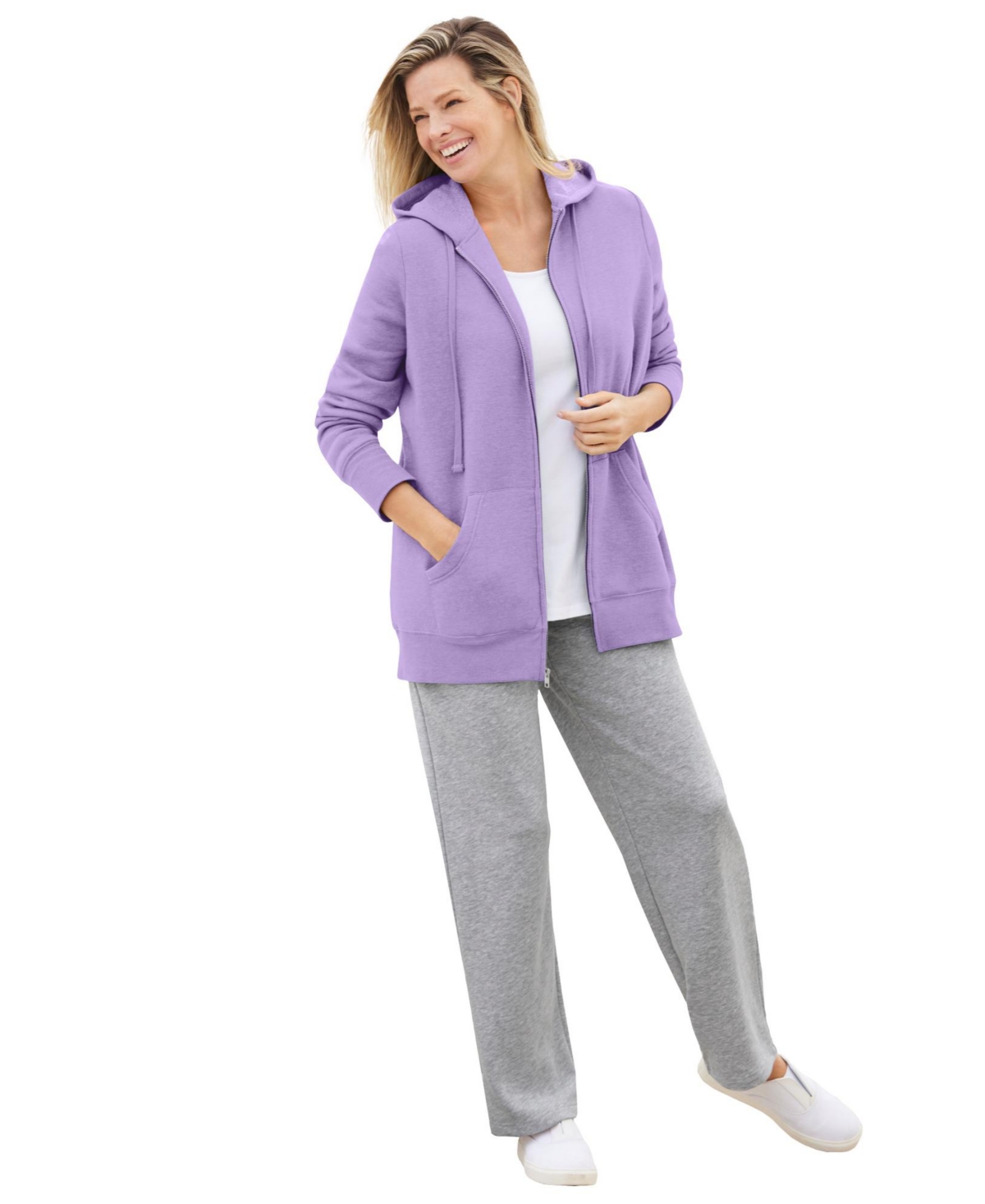 Click here for Woman Within Plus Size Within Better Fleece Zip-Fr... prices