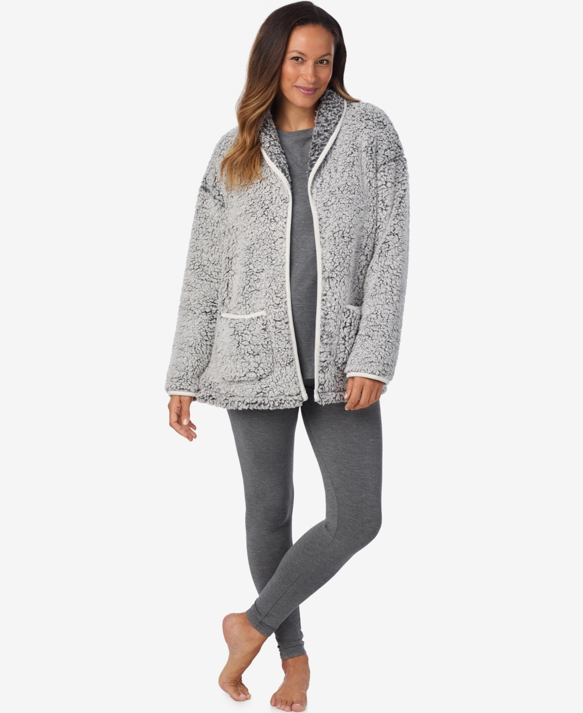 Click here for Cuddl Duds Womens Long Sleeve Cardigan - Gray prices