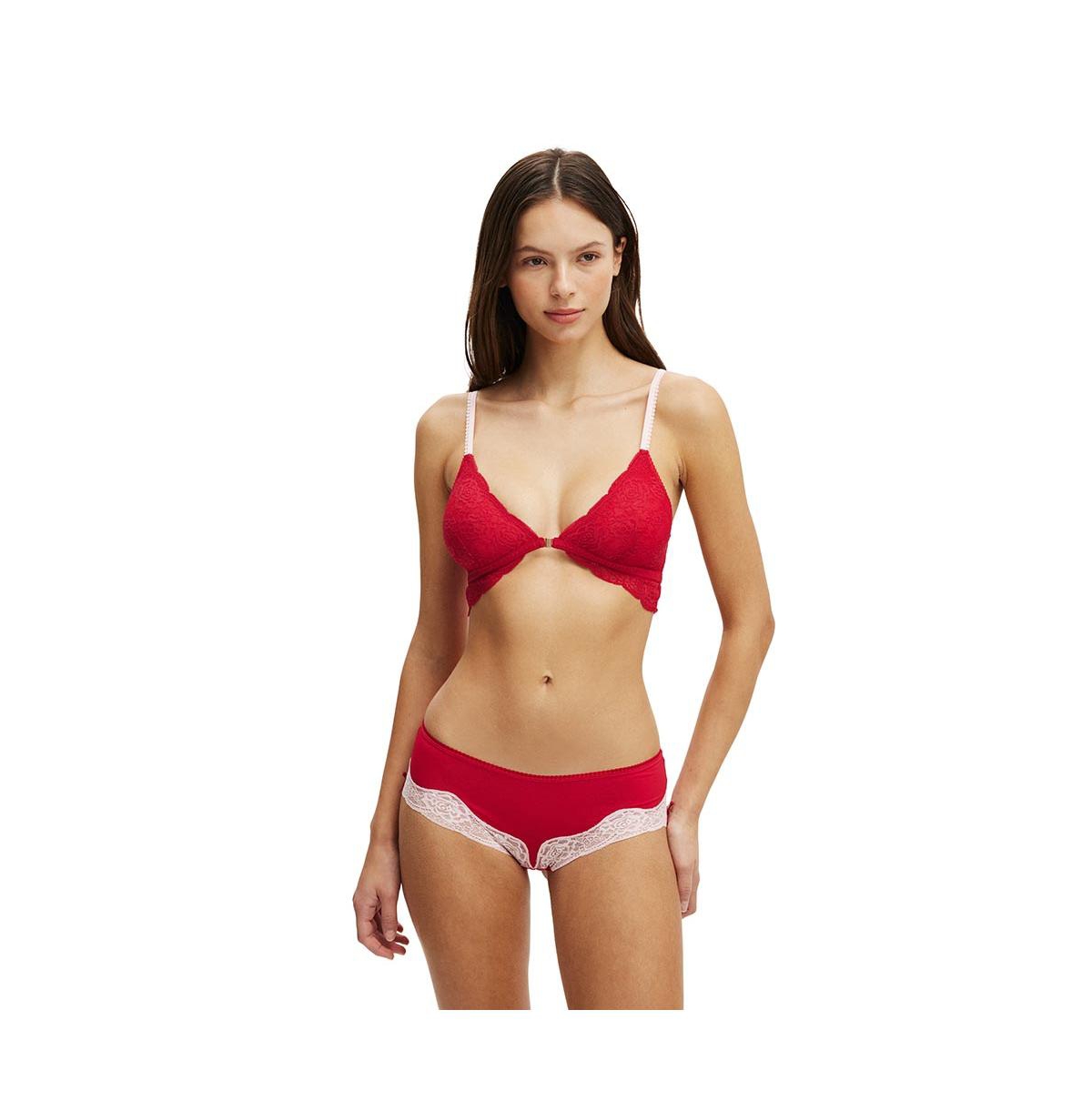 Click here for Cotton On Womens Sabrina Lace Bralette - Spicy red... prices