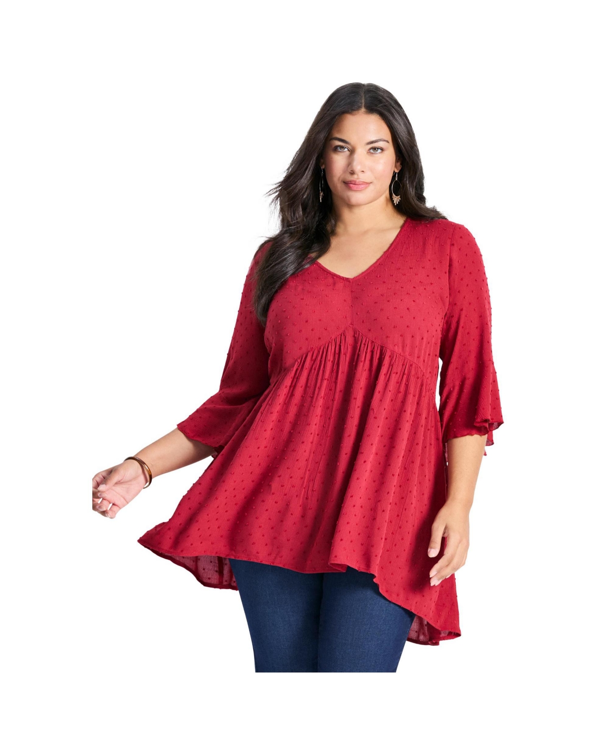 Click here for Avenue Womens Veronica Dobby Tunic - Rust prices