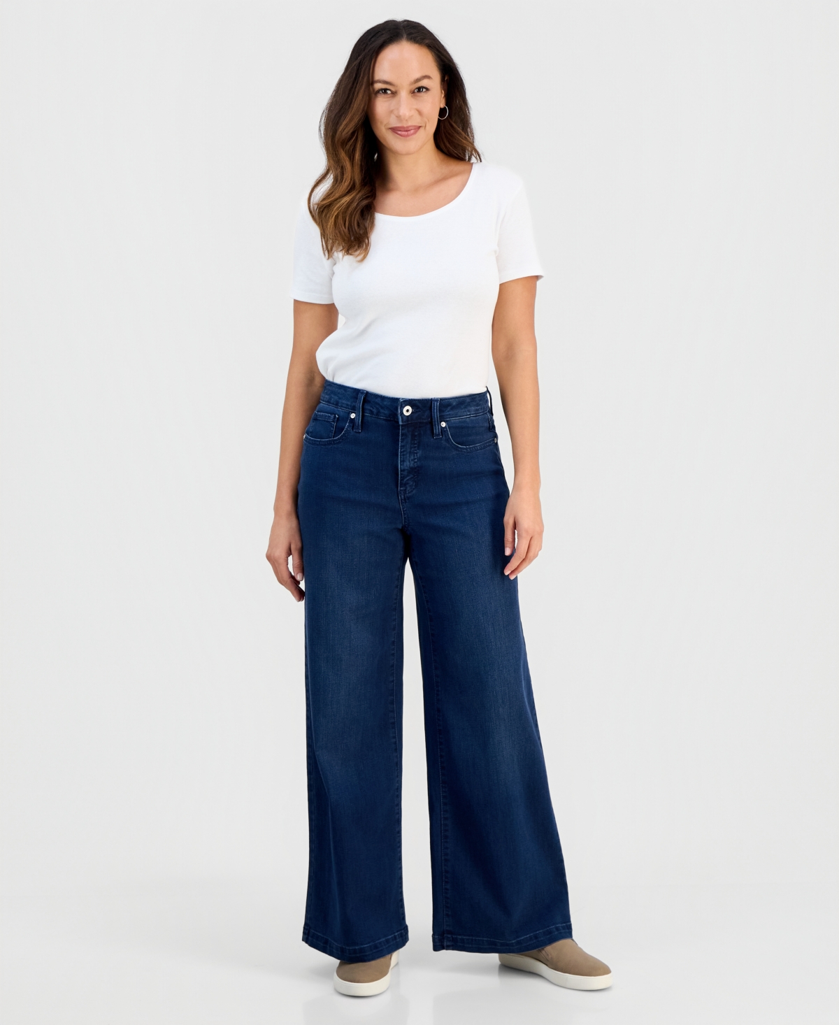 Click here for Style & Co Petite Five-Pocket High-Rise Wide Leg J... prices