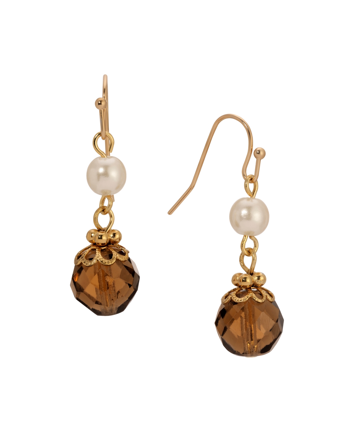 Click here for 2028 Faux Cultivated Pearl Topaz Double Drop Earri... prices