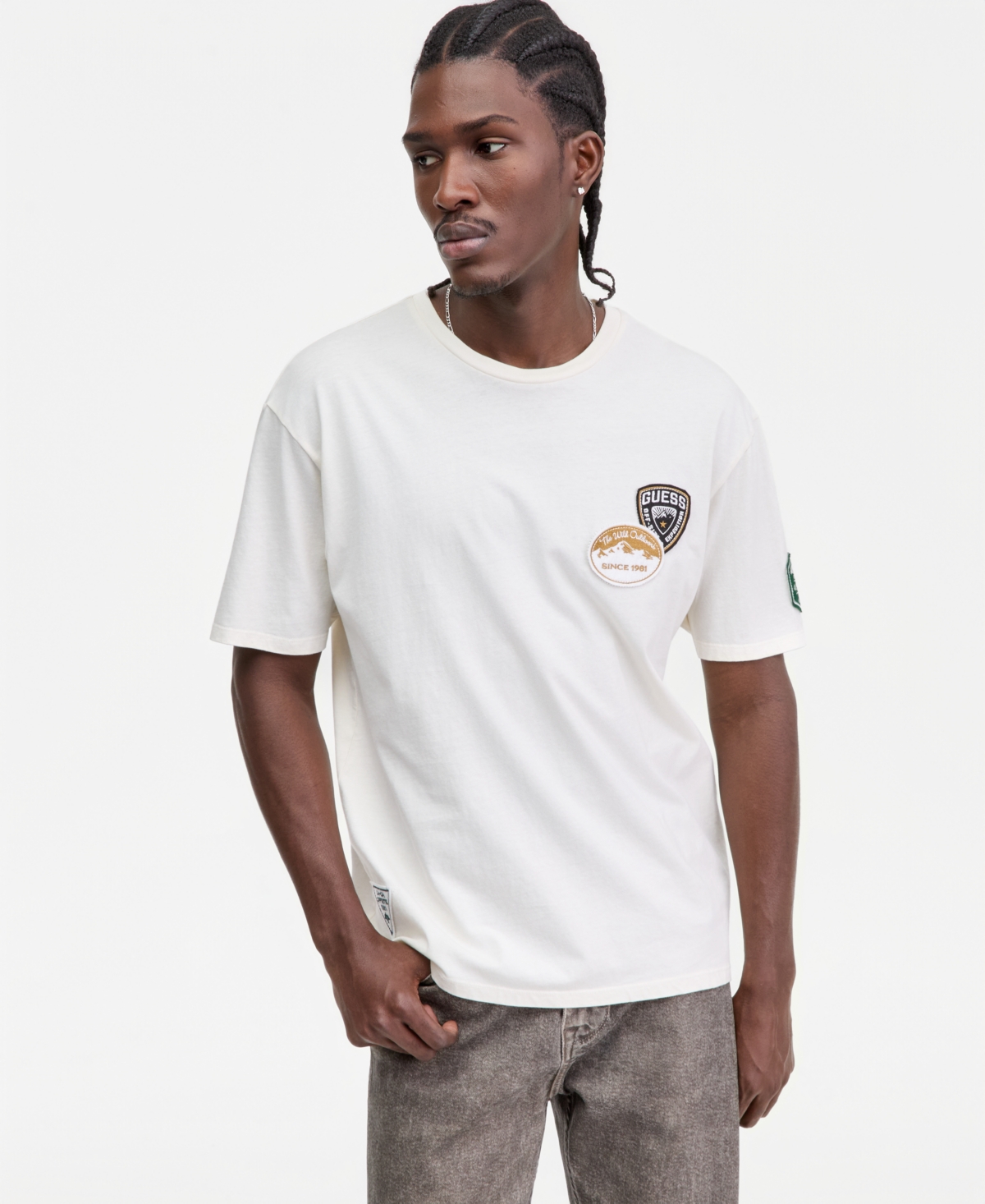 Click here for Guess Mens In The Woods Graphic T-Shirt - White prices