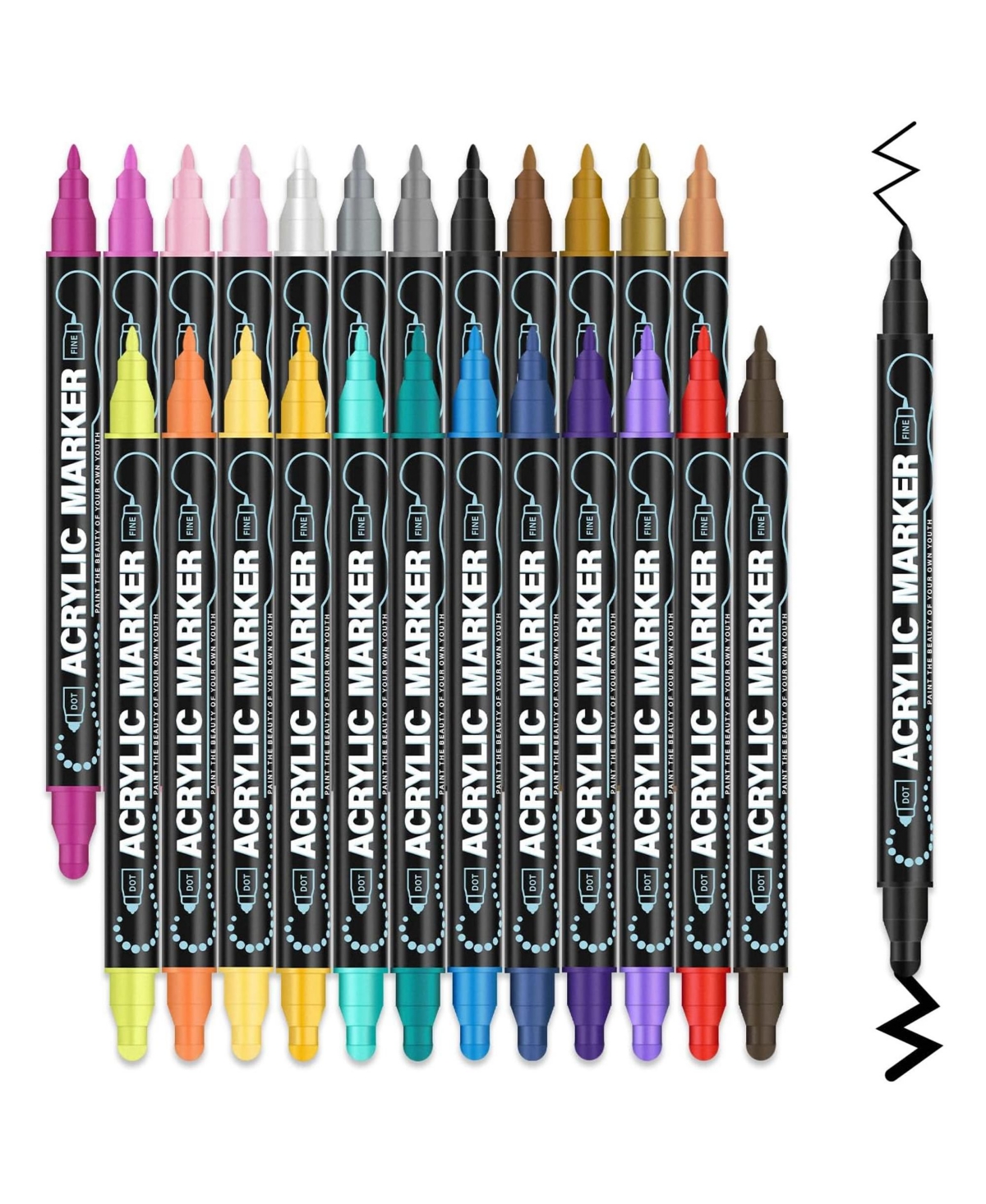 Click here for Htutwoo 24 Colors Acrylic Markers Set  Dual Tip Fi... prices