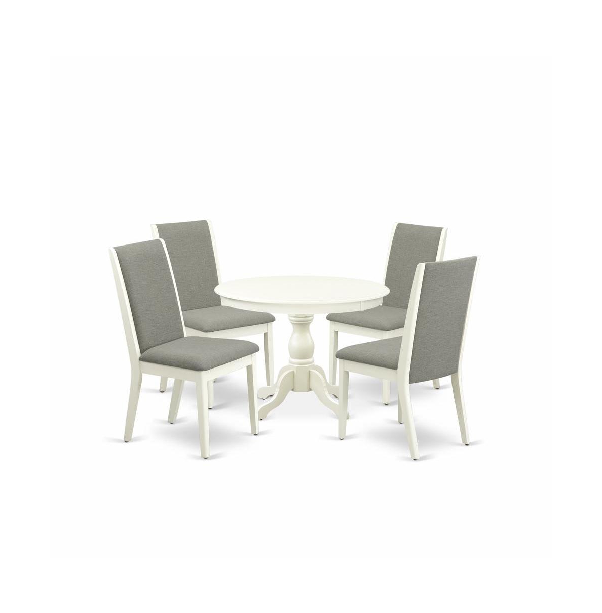 Click here for 5 Piece Modern Dining Table Set - Linen White Brea... prices