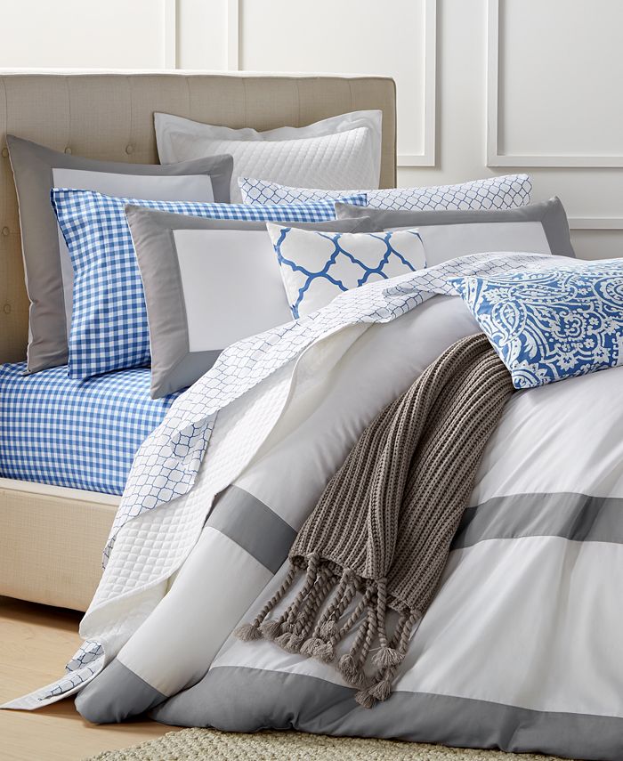 Charter Club Colorblock King Duvet Cover Set, Created for Macy's - Macy's