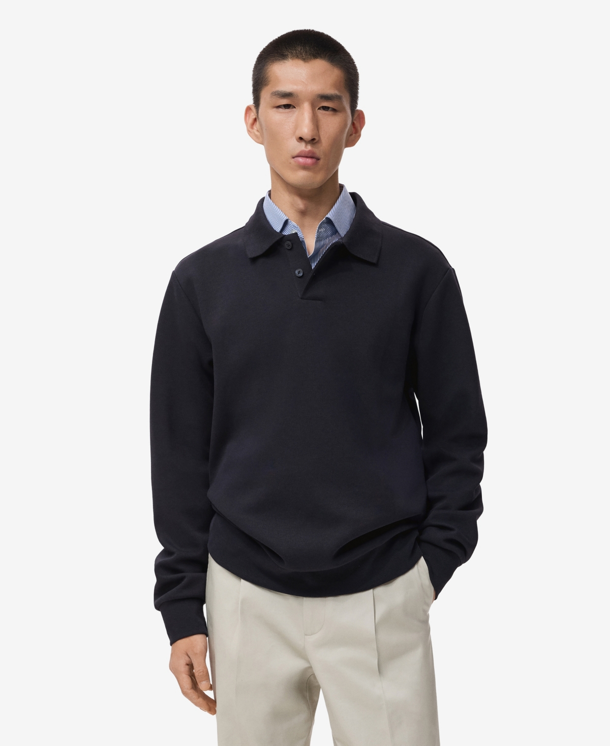 Click here for Mango Mens Regular-Fit Polo Sweatshirt - Navy prices