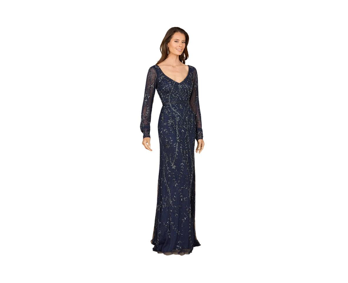 Click here for Lara Womens V-Neck Beaded Gown with Sleeves - Navy prices