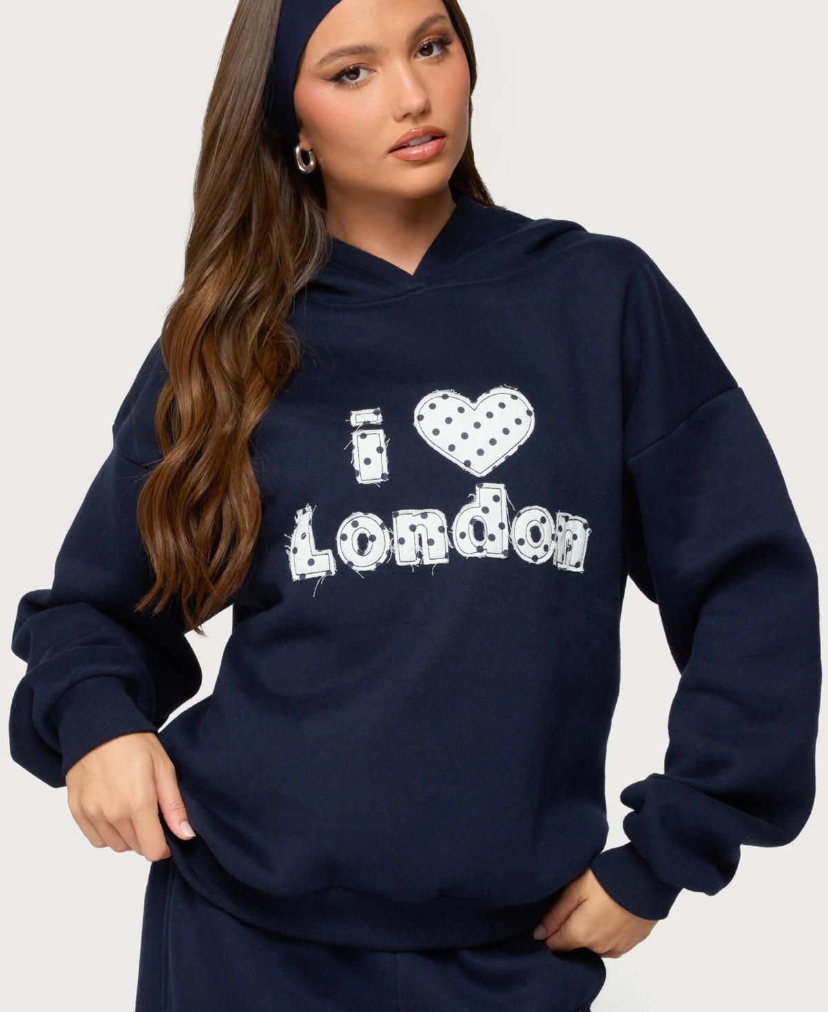 Click here for Edikted Womens I Heart London Hoodie - Navy prices
