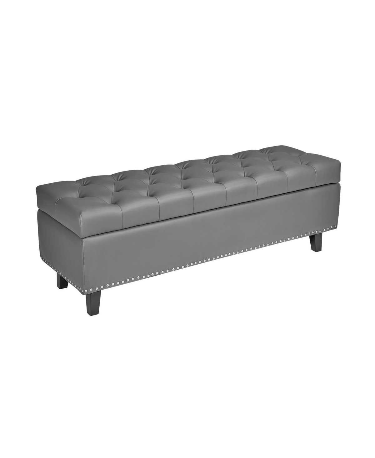 Click here for Pu Leather Storage Ottoman Bench in Gray with Butt... prices